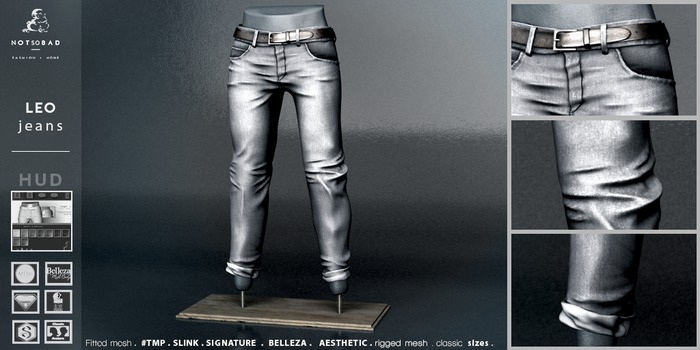 Second Life Marketplace - not so bad . mesh . LEO denim jeans . grey