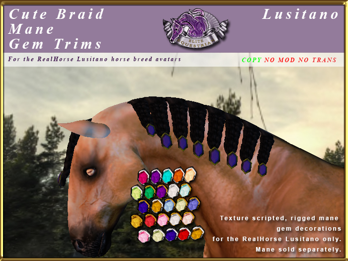 Second Life Marketplace - *E* Cute Braided Mane Trim Gems [BOXED] RH ...