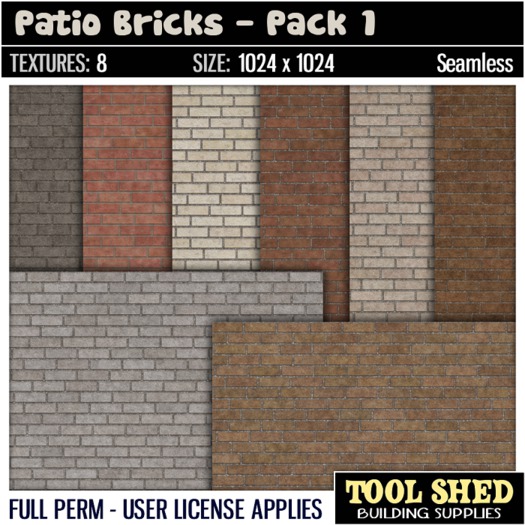 Second Life Marketplace - Tool Shed - Patio Bricks - Pack 1