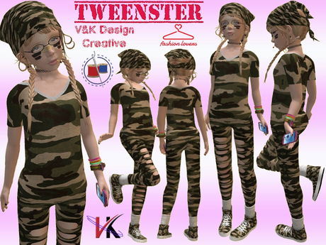 Second Life Marketplace - V&K Design Tweenster camouflage complete outfit