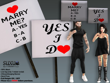 Second Life Marketplace - Marry Me And Yes I Do - Hand Sign Banner ...