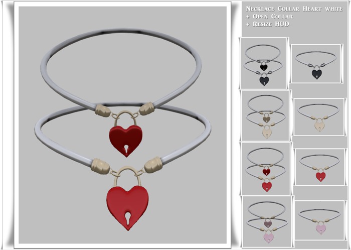 Second Life Marketplace - Necklace Collar Heart white + Open Collar