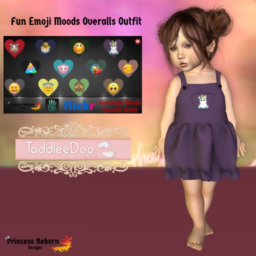 Second Life Marketplace - DEMO-Fun Emoji Moods Overalls Outfit GIRLS ...