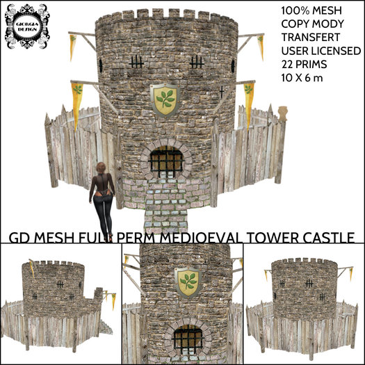 Second Life Marketplace - GD MESH FULL PERM MEDIOEVAL TOWER CASTLE