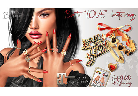Second Life Marketplace - *Bonita* Love bento rings (MAITREYA Hands)