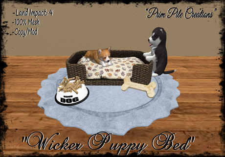 Second Life Marketplace - ~PPC~ Wicker Puppy Bed