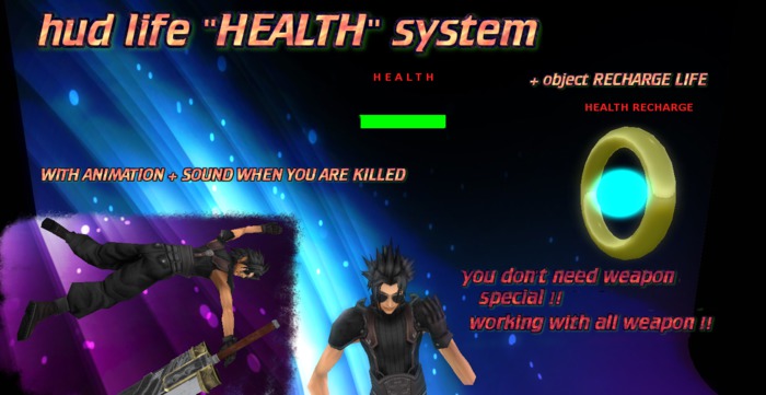 Second Life Marketplace - HUD LIFE HEALTH COMBAT FF Ryo +KO SOUND+ANIM