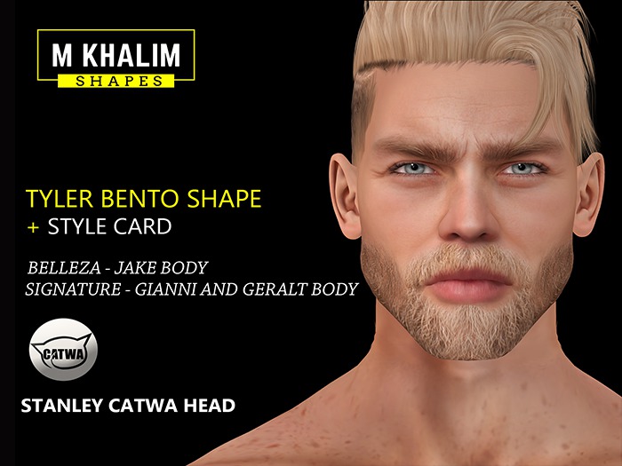 Second Life Marketplace - Tyler Bento Shape for Catwa Stanley Head ...