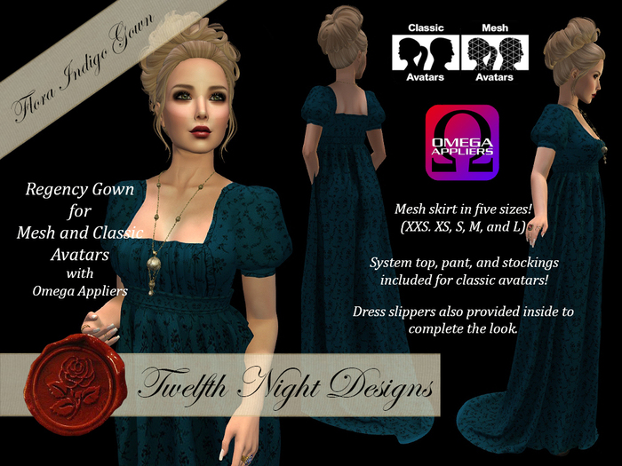 Second Life Marketplace - Flora Indigo Regency Gown