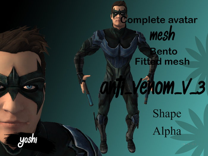 Second Life Marketplace - Complete Avatar Nightwing mesh (Bento/Fitted ...