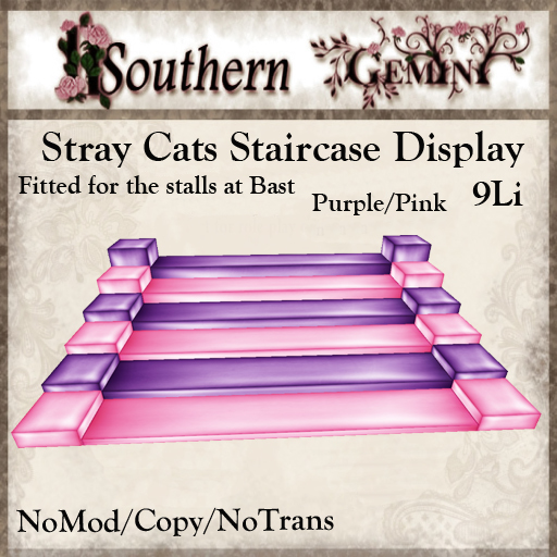 Second Life Marketplace - .:SG:. Stray Cats Staircase Display - Purple/Pink