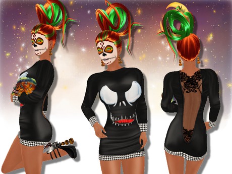 Second Life Marketplace - Calavera dress fitmesh, skull seat wearable ...