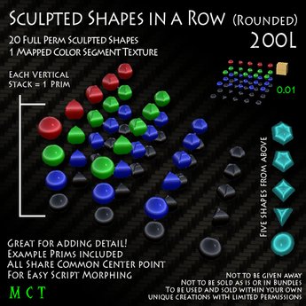 Second Life Marketplace - Tobrins Sculpted Round Shapes in a Row