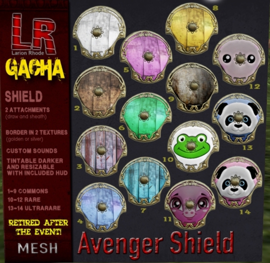 Second Life Marketplace - LR Avenger Gacha Shield (Rare 2)