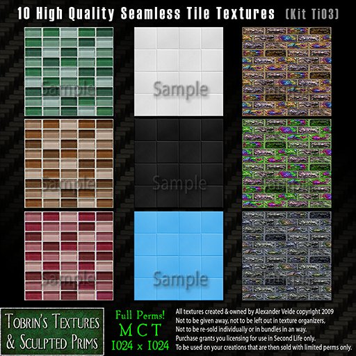 Second Life Marketplace - Tobrin's - Seamless Tile Texture Kit 3