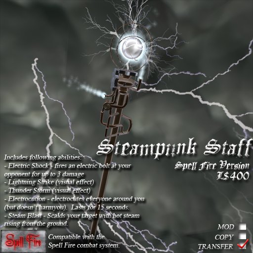 Second Life Marketplace - Steampunk Staff (Spell Fire Version)