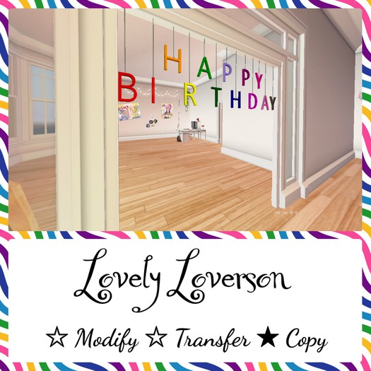 Second Life Marketplace - ~* Lovely Loverson *~ Birthday Deco HBD ...