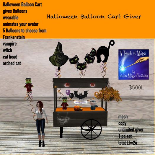 Second Life Marketplace - Halloween Balloon Cart Giver-Crate