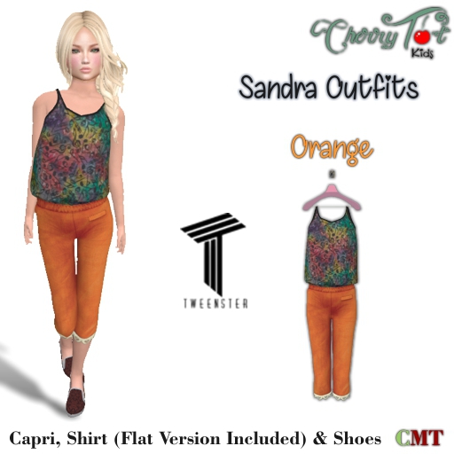 Second Life Marketplace - *Cherry Tot* Tweenster Sandra Orange Outfit