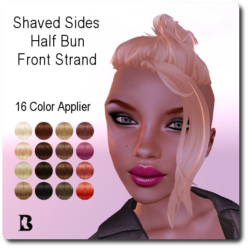 Second Life Marketplace - Shaved Sides Half Bun Front Strand Hair Fit ...