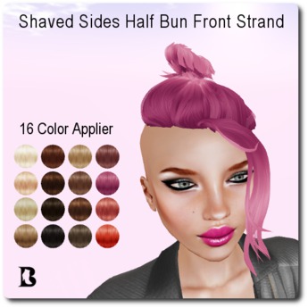 Second Life Marketplace - Shaved Sides Half Bun Front Strand Hair Fit ...