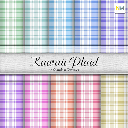 Second Life Marketplace - Kawaii Plaid 10 Seamless Textures Full Perm NM