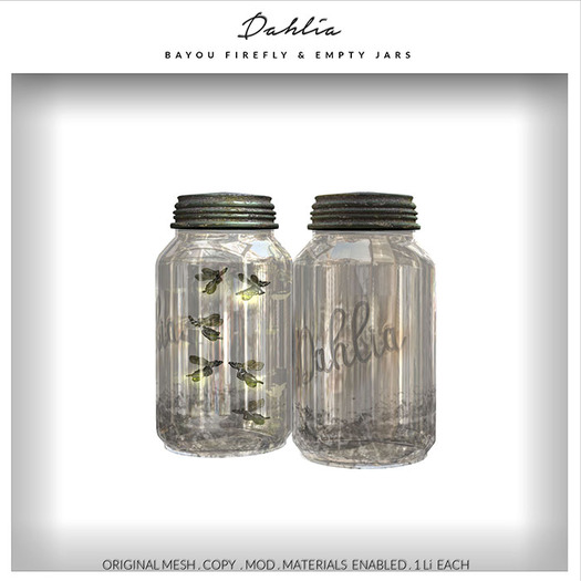 Second Life Marketplace - Dahlia - Bayou - Firefly & Empty Jars
