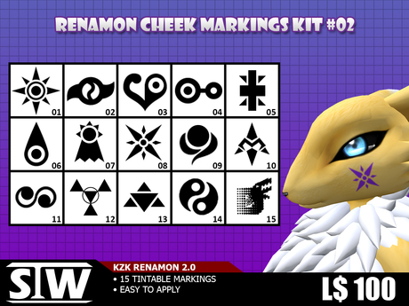 Second Life Marketplace - [STW] Renamon Cheek Markings Kit #02
