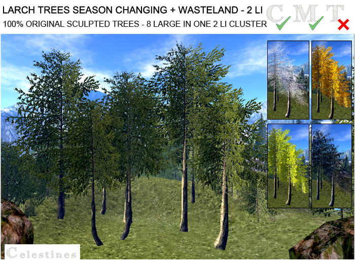 Second Life Marketplace - 8 Larch Trees at LI 2 Seasonal Changing ...