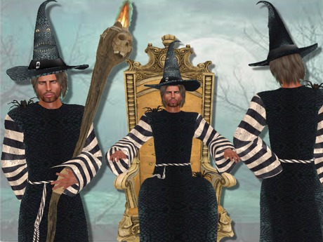 Second Life Marketplace - Wizard costume striped web, hair linked with ...