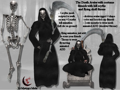 Second Life Marketplace - The Death skeleton Avatar rigged,, hooded cap ...