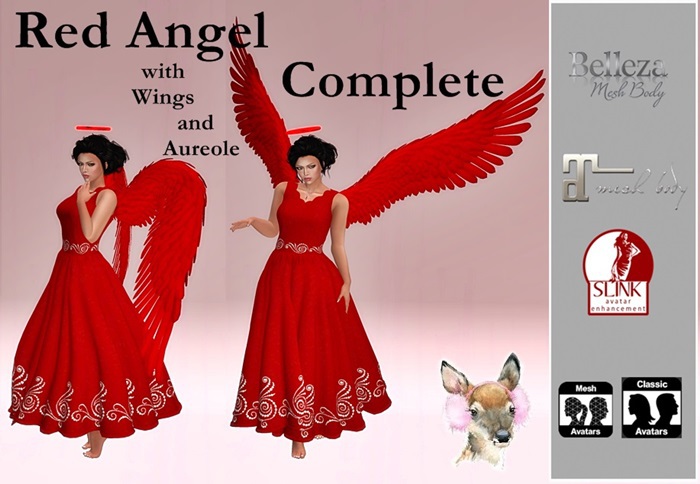 Second Life Marketplace - Sweet Angel Red Look 1 *with Wings and Aureole