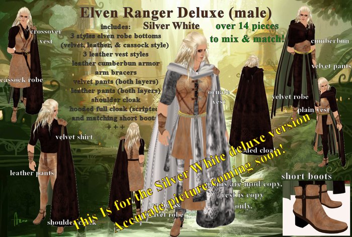 Second Life Marketplace - *TC* Elven Ranger Deluxe (male in Silver White)