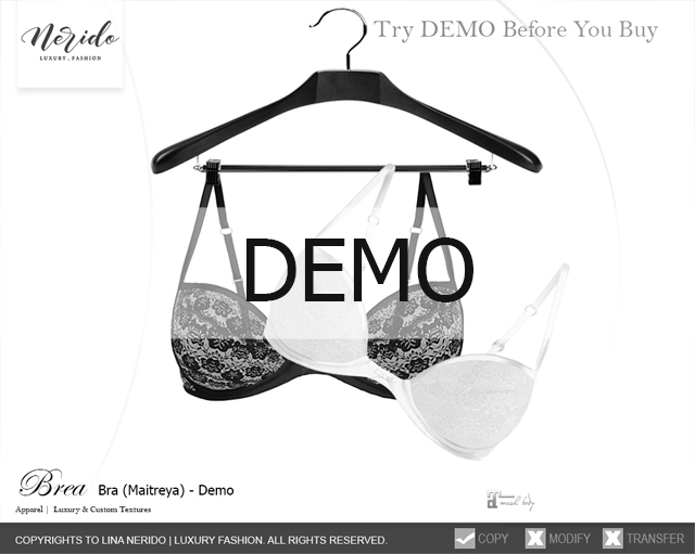 Second Life Marketplace - ~Nerido~ Brea Bra (Maitreya)-DEMO