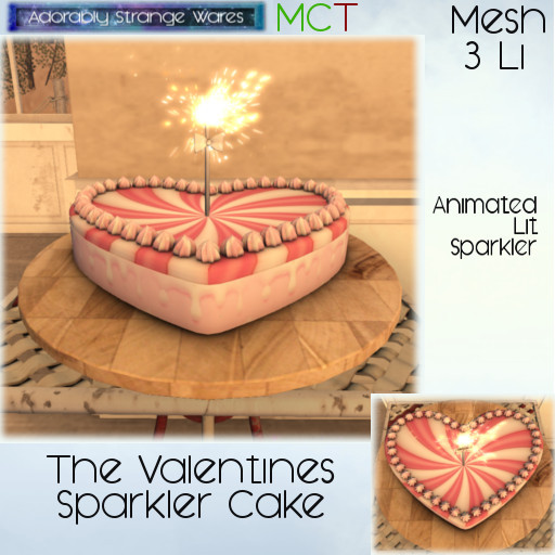 Second Life Marketplace - ~ASW~ The Valentines Sparkler Cake