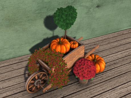 Second Life Marketplace - WHEELBARROW PLANTER - FALL DECOR ...