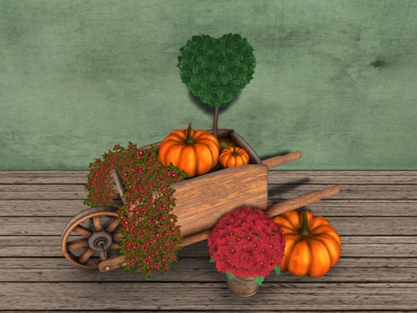 Second Life Marketplace - WHEELBARROW PLANTER - FALL DECOR ...