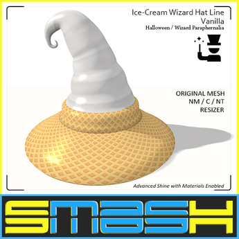 Second Life Marketplace - SMASH - Ice-Cream Wizard Hat (Vanilla)
