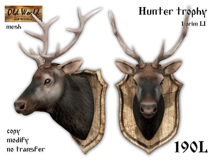 Second Life Marketplace - Hunter trophy - Elk - Old World - Rustic ...
