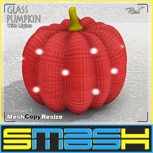 Second Life Marketplace - SMASH - Glass Pumpkin with Lights (Red)