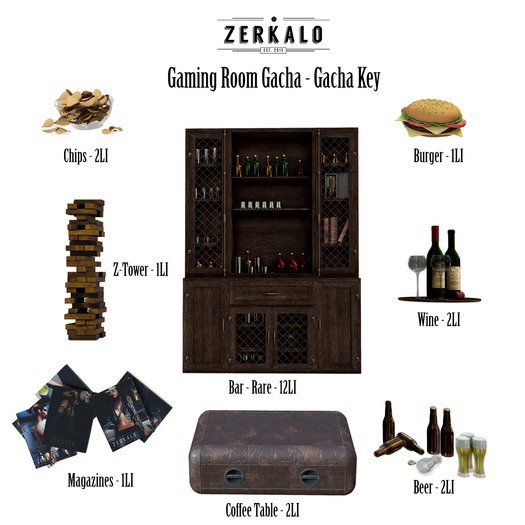 Second Life Marketplace - [ zerkalo ] Gaming Room Gacha - Coffee Table