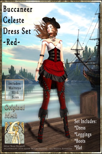 Second Life Marketplace - !!!SMD!!! Buccaneer Celeste Dress Set-Red