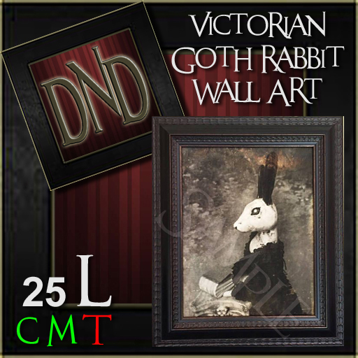 Second Life Marketplace - Victorian Goth Rabbit - Wall Art - CLICK TO ...