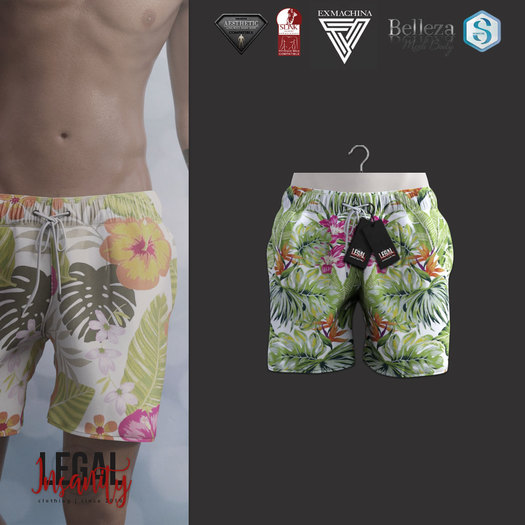 Second Life Marketplace - Legal Insanity - Milo foliage v2 swim trunks