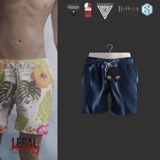 Second Life Marketplace - Legal Insanity - Milo blue swim trunks