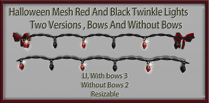 Second Life Marketplace - Halloween Mesh Red / Black Twinkle lights Set