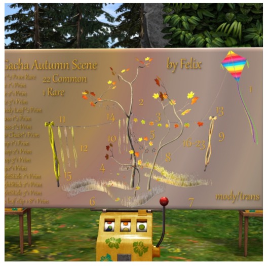 Second Life Marketplace - 20 Gacha Autumn Scene by Felix 23 Parts m-t ...