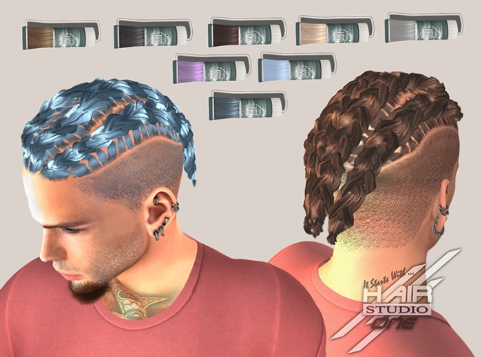 Second Life Marketplace - DQ...Male Cornrows / Braids SHORT ( FATPACK ) box