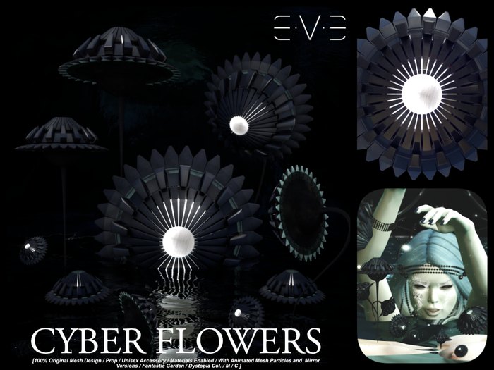 Second Life Marketplace - E.V.E Cyber Flowers [BLACK]