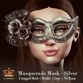 Second Life Marketplace - (Yummy) Masquerade Mask - Silver
